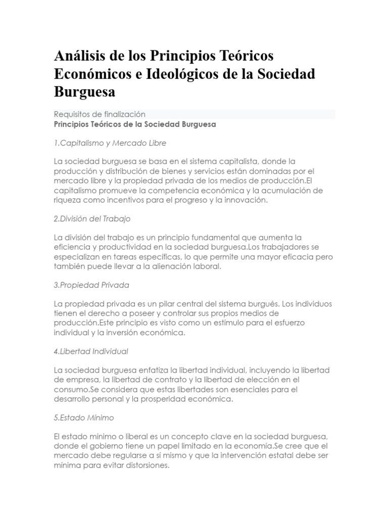 Análisis de Los Principios Teóricos Económicos e Ideológicos de La ...