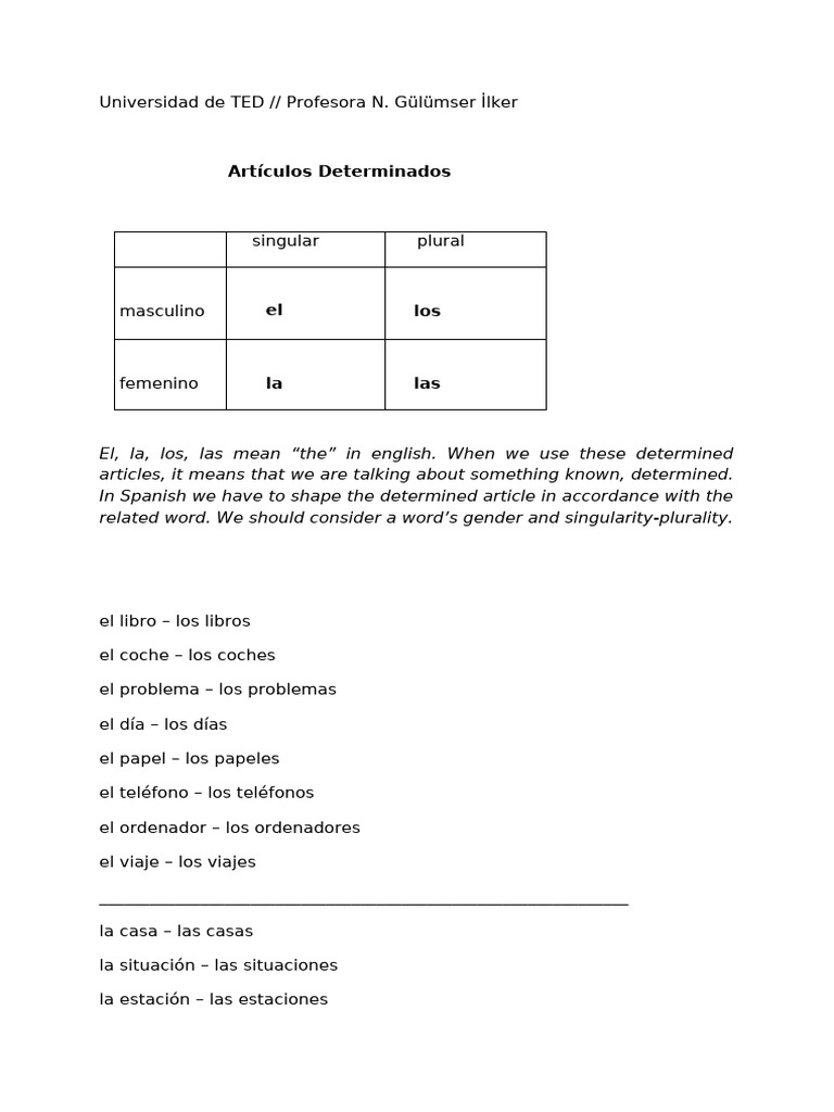 Artículos Determinados | PDF