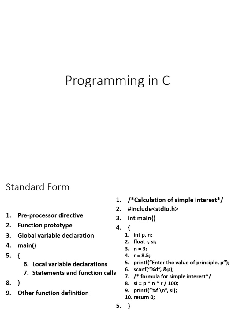 C Programming Basics and Syntax Guide | PDF | Control Flow | Integer ...