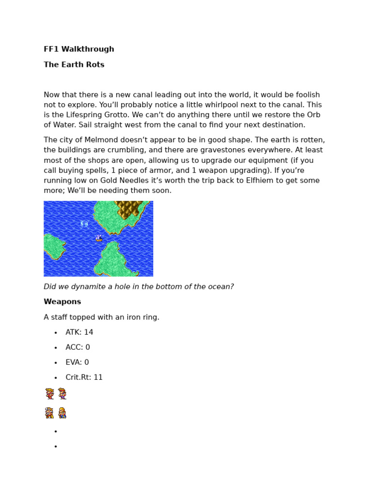 FF1 Melmond and Cavern of Earth Guide | PDF