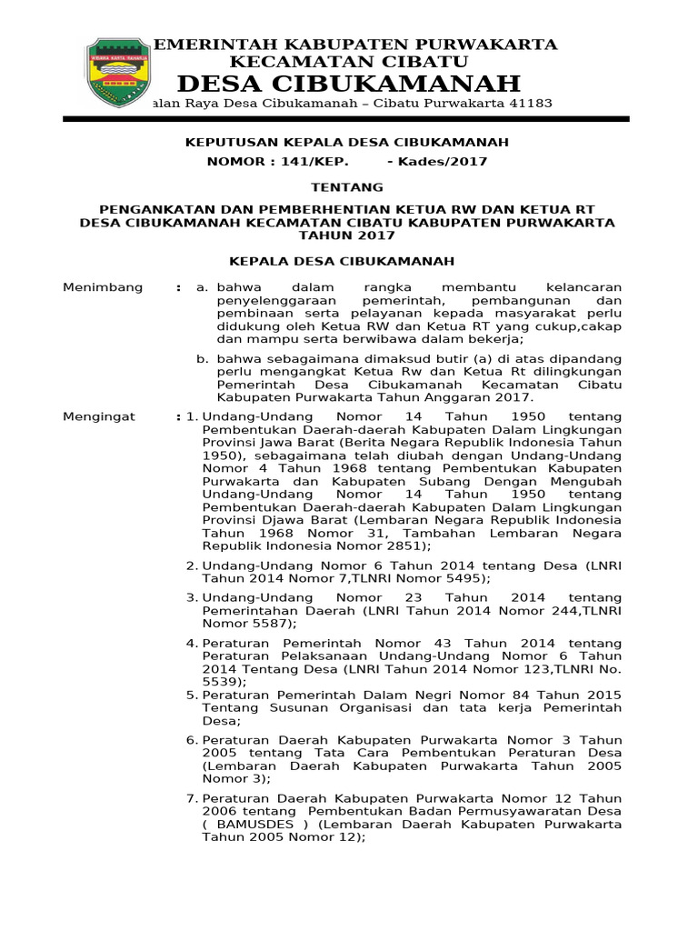 Sk Pemberhentian Rt Dan Rw | PDF