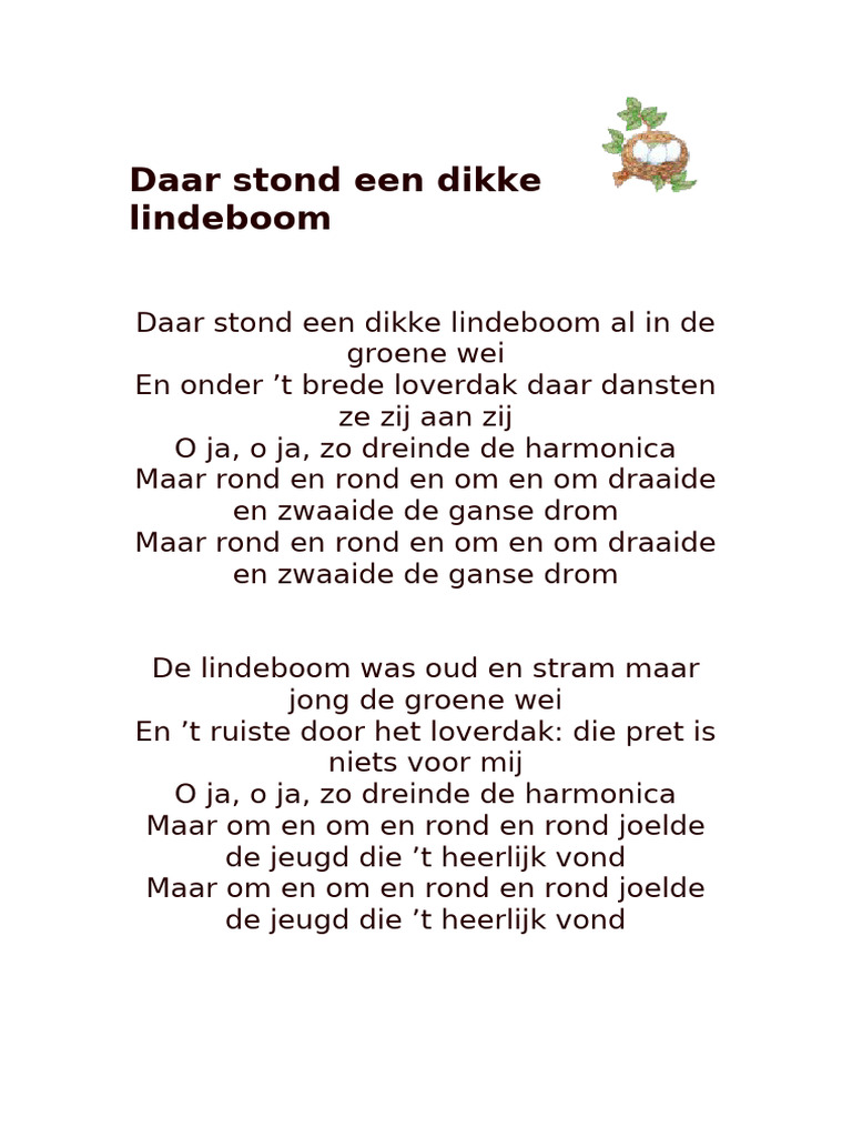 Daar Stond Een Dikke Lindbom Tekst Livio | PDF