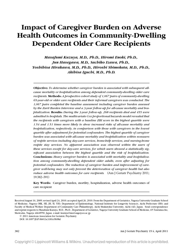 Literatür-2 (Impact of Caregiver Burden On Adverse Health Outcomes in ...