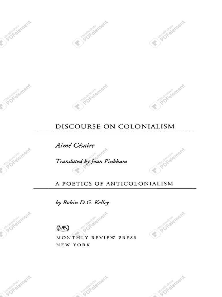 AimeCesaire Discourses On Colonialism 2000 Autosave Autosave | PDF ...