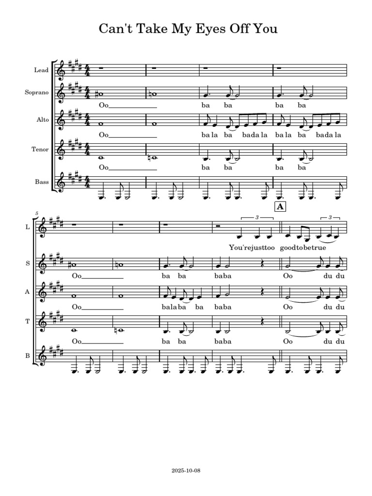 Partitura "Can't Take My Eyes Off You" | PDF | Musica coral | Música vocal