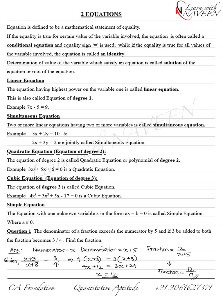 Understanding Types of Equations | PDF | Equations | Variable (Mathematics)