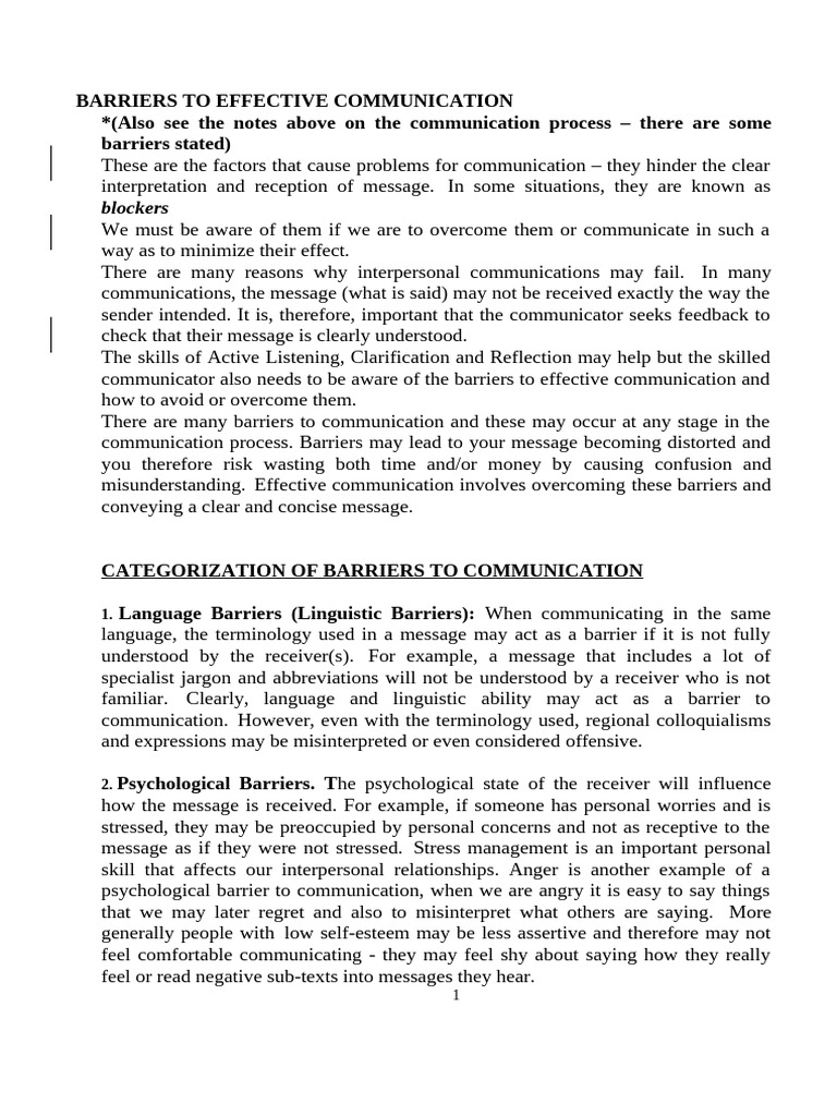 Overcoming Communication Barriers | PDF | Communication | Perception
