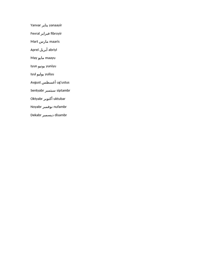 Oylar Arabcha | PDF