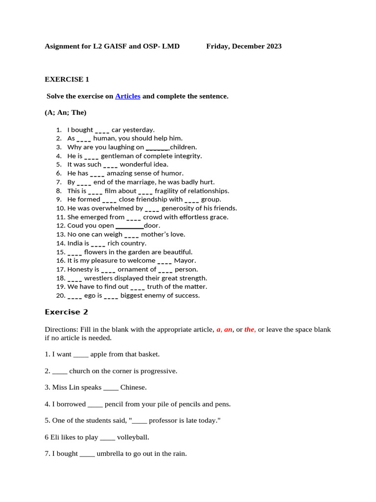 Asignment for L2 GAISF and OSP | PDF