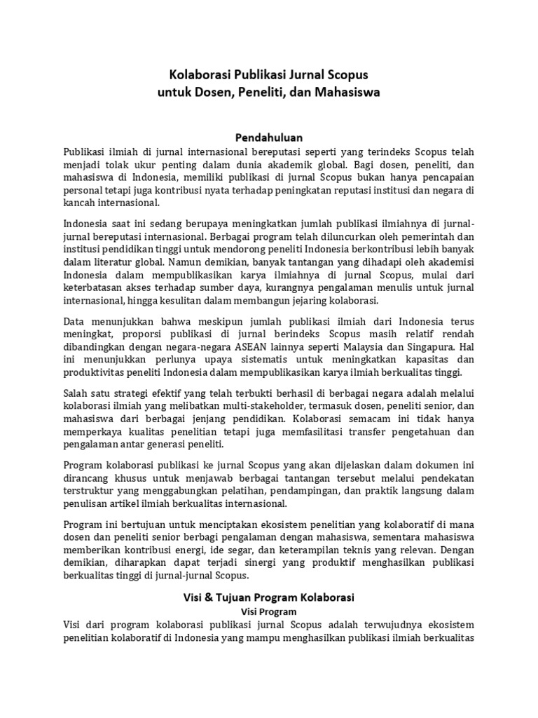 Kolaborasi Publikasi Jurnal Scopus untuk Dosen Peneliti dan Mahasiswa ...