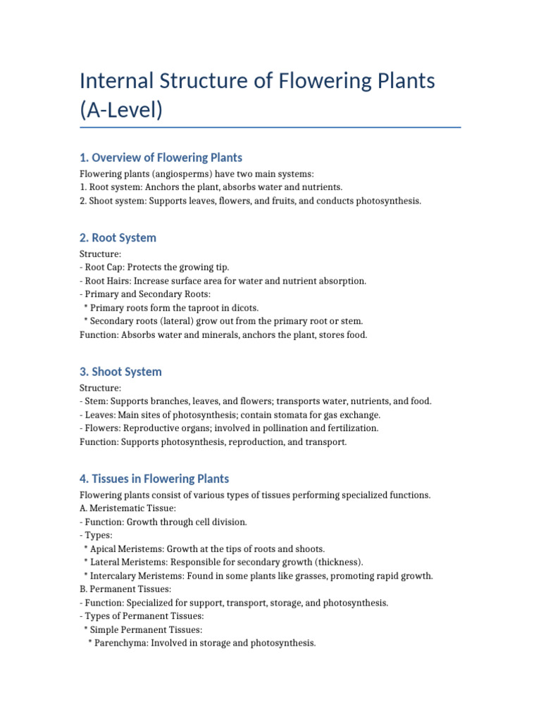 Internal Structure of Flowering Plants | PDF | Plant Stem | Leaf