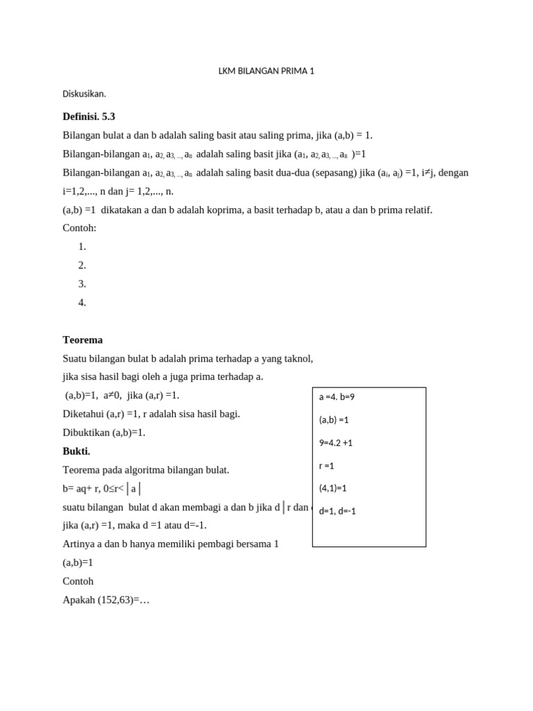 Lkm Bilangan Prima 1 | PDF