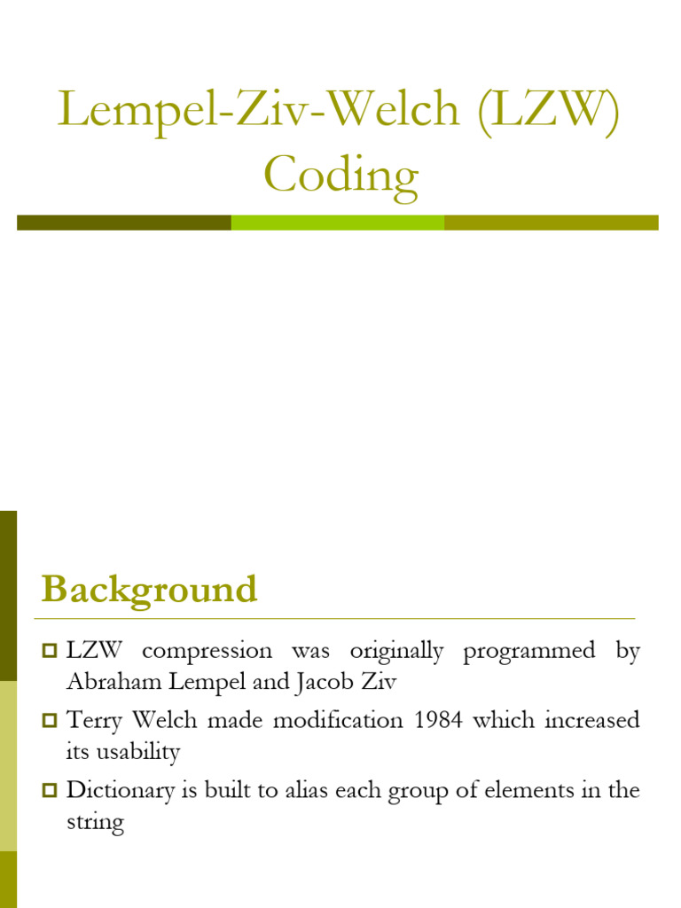 LZW Compression: Encoding and Decoding | PDF