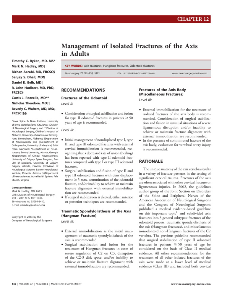 Management of Isolated Fractures of The Axis In.16 | PDF | Surgery ...