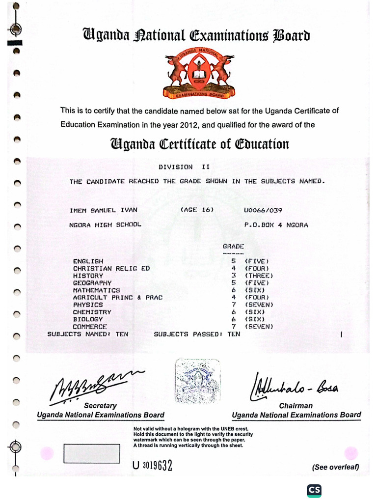 Uce Certicate | PDF