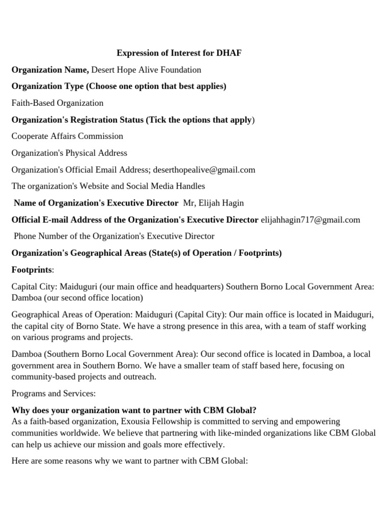 As a Hypothetical Organization AI Response | PDF | Wash | Capacity Building