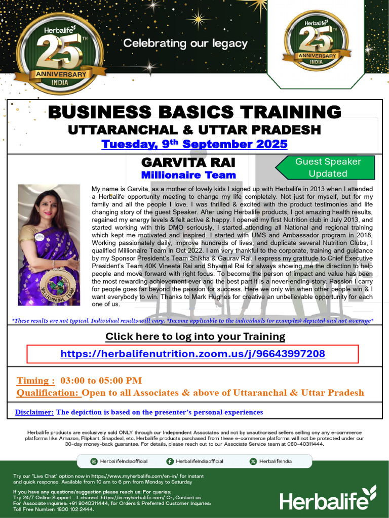 Business Basics Training_ut & u.p_ 9th Sept 2025_mt Garvita Rai (Guest Spk Updated Flyer) | PDF