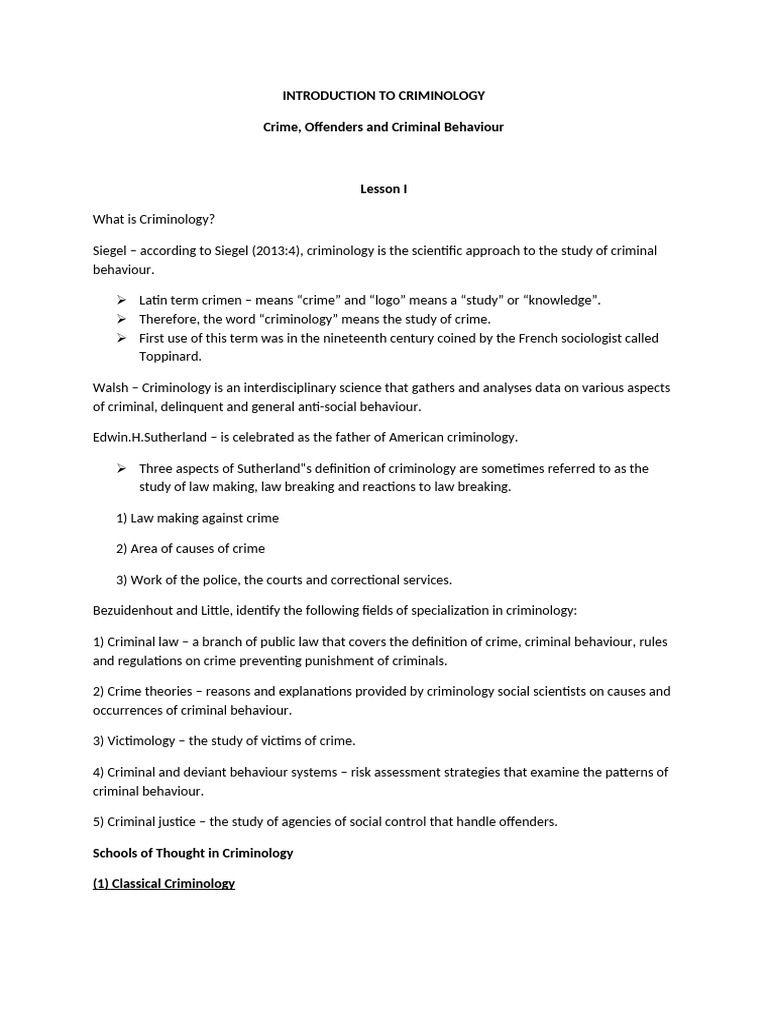 Introduction to Criminology Concepts | PDF | Criminology | Crimes