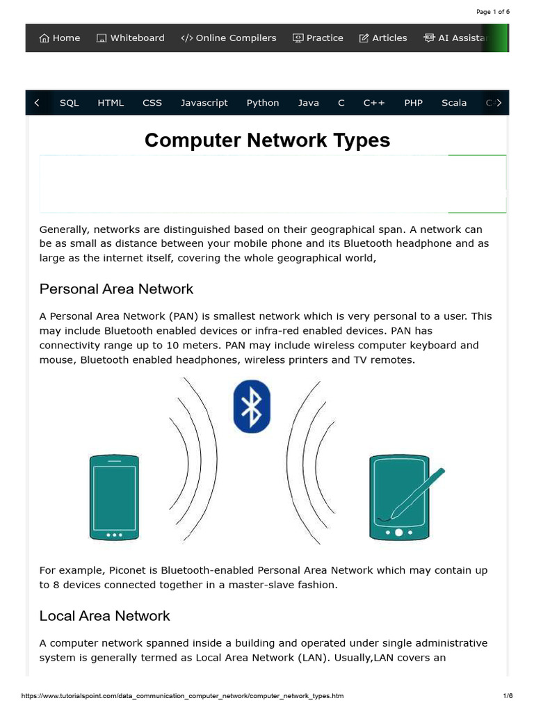 Types of Computer Networks | PDF | Computer Network | Internet & Web