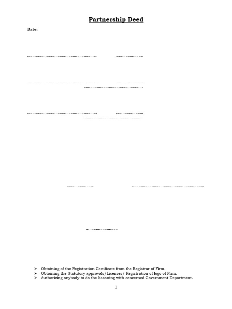 Partnership Deed Template and Guidelines | PDF | Arbitration | Partnership