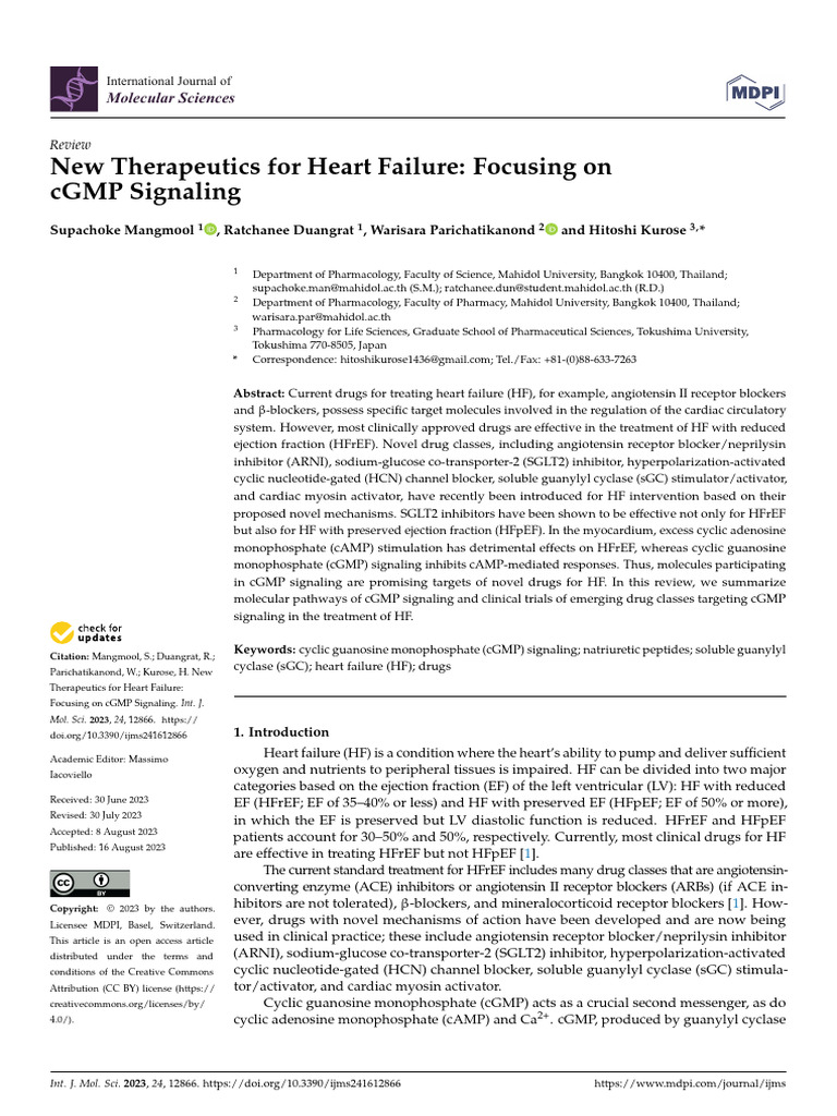 New Therapeutics For Heart Failure Focusing On CGMP Signaling | PDF ...