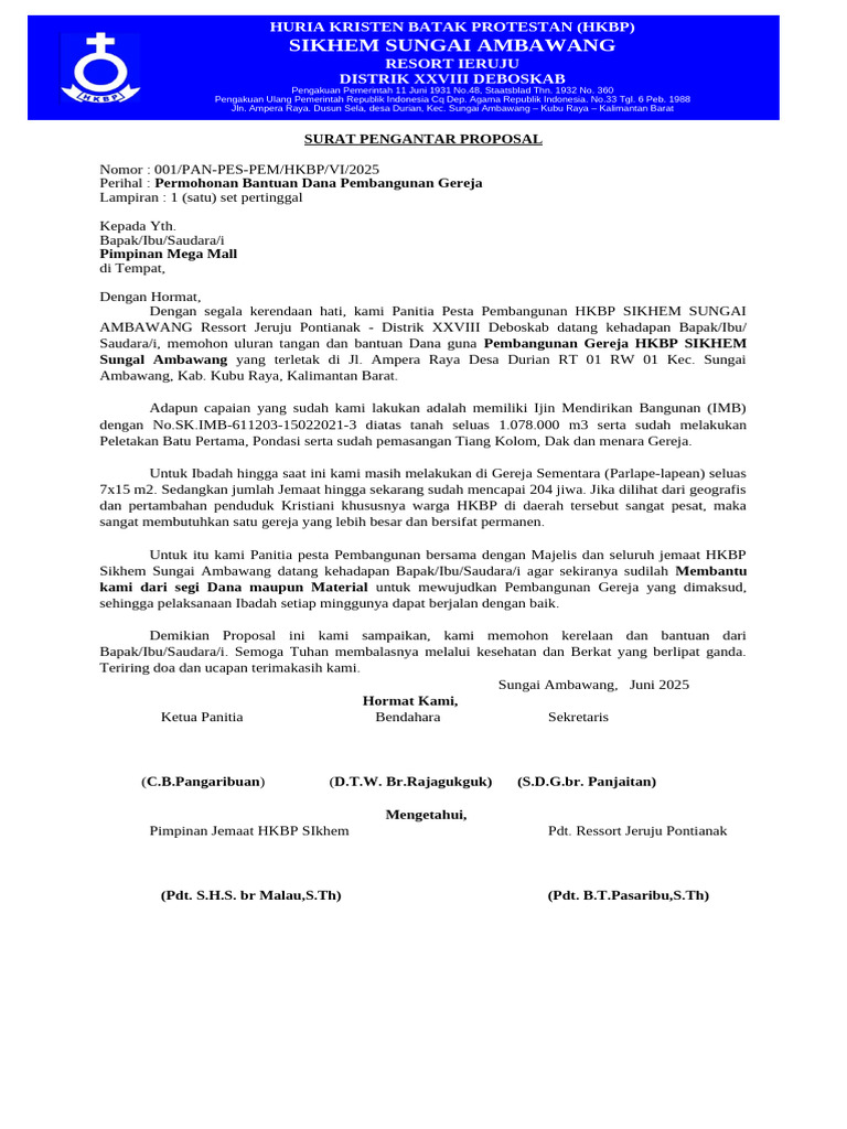 Surat Pengantar Proposal | PDF