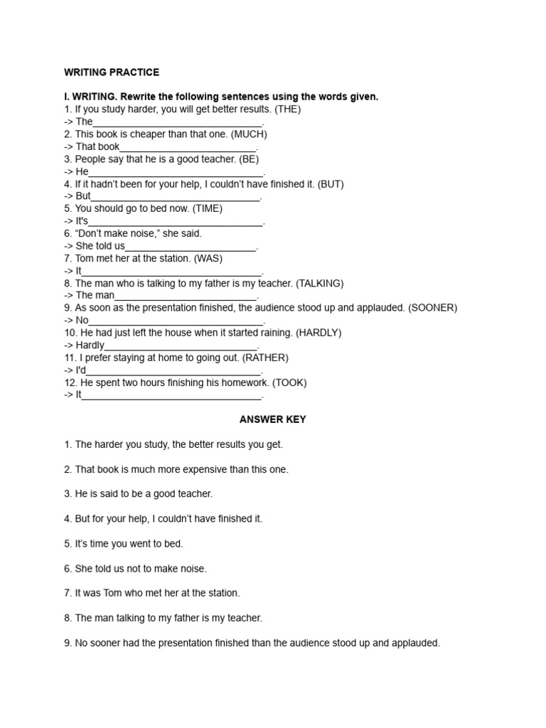 Writing Practice | PDF
