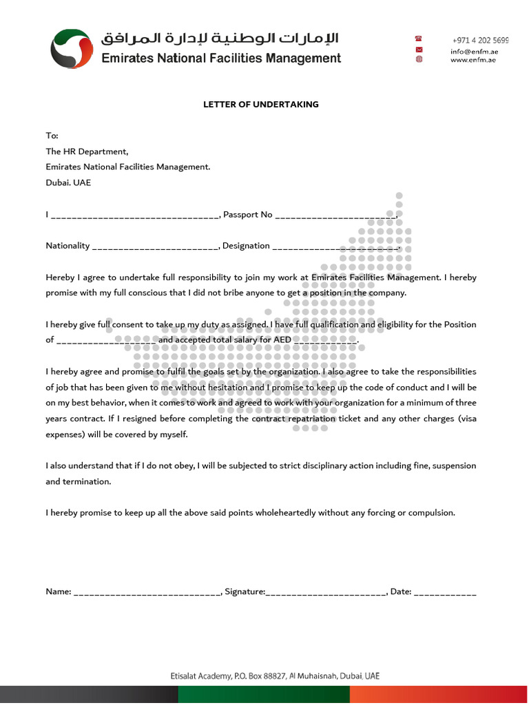 New Joiners Undertaking - New Format | PDF