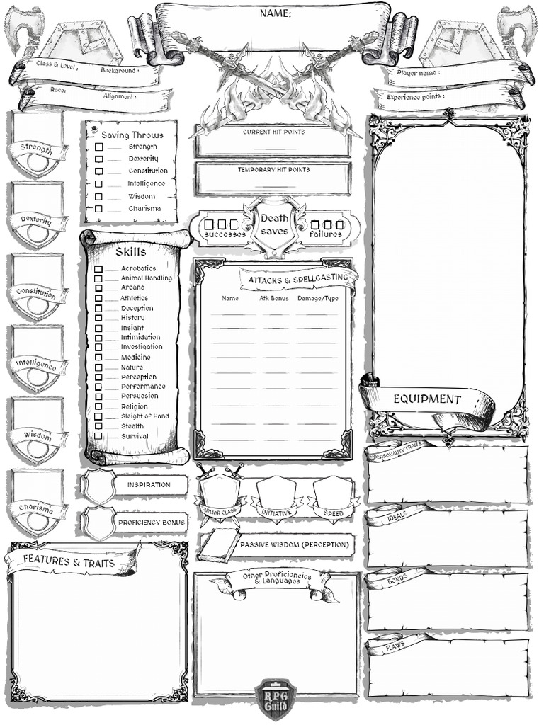 Character Sheet Template for RPGs | PDF | Role Playing Games | Tabletop ...