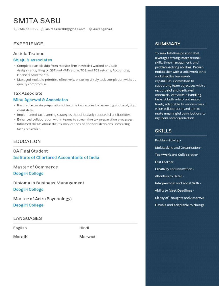 Smita's Resume 1 | PDF