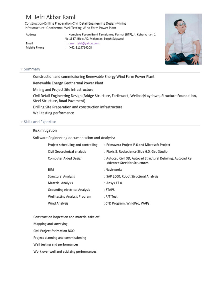 M_ Jefri Akbar Ramli CV-Updated 2024 (3) | PDF | Road | Wind Turbine
