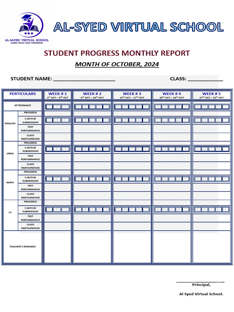 Student Monthly Progress Report | PDF