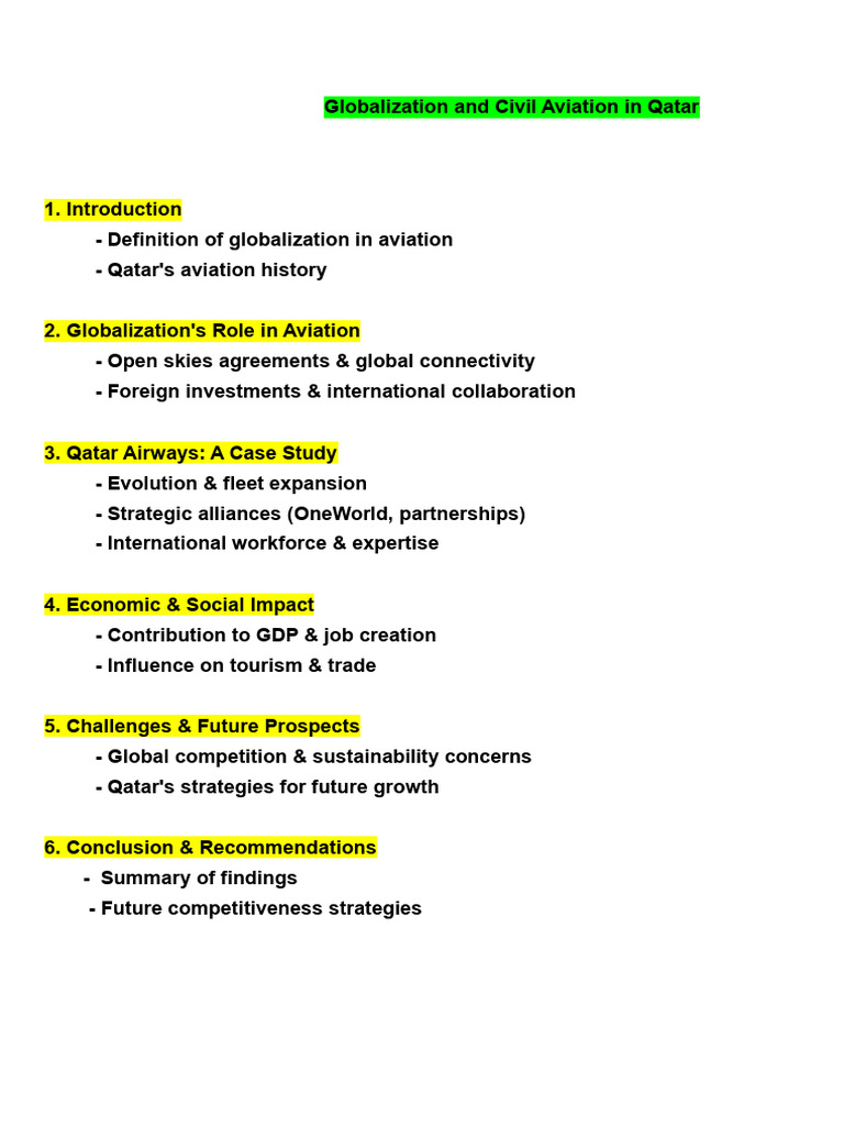Globalization Aviation Qatar - Outline | PDF