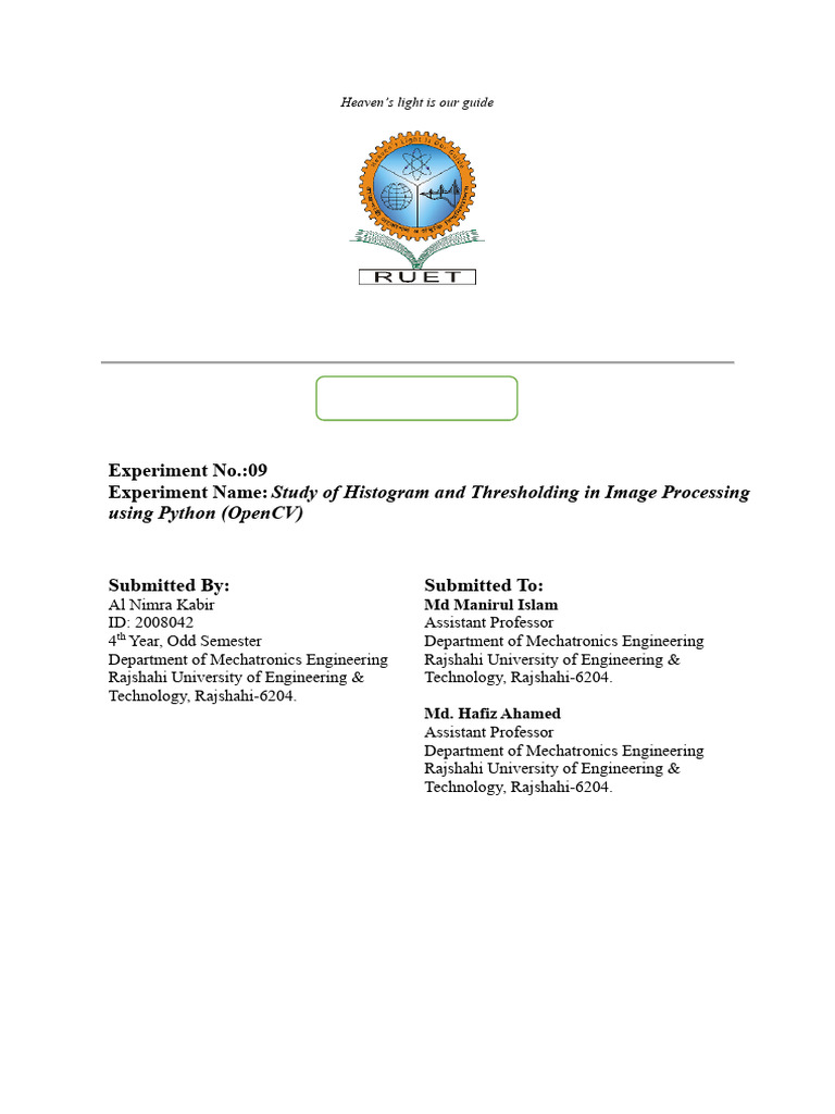 Study of Histogram and Thresholding in Image Processing Using Python (OpenCV) | PDF | Image ...
