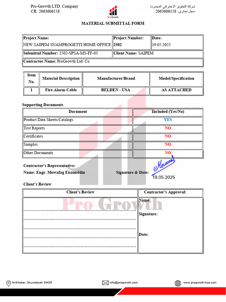 Fire Alarm Cable Material Submittal Form | PDF | Electrical Conductor ...