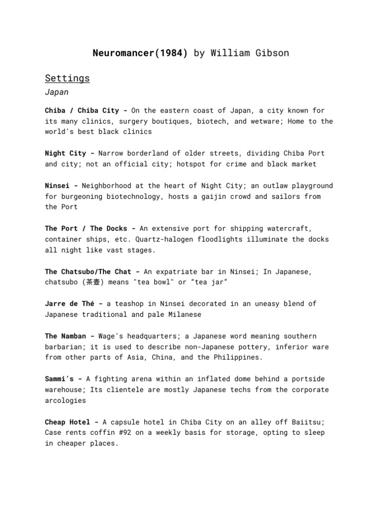 Neuromancer (1984) Map & Terms | PDF