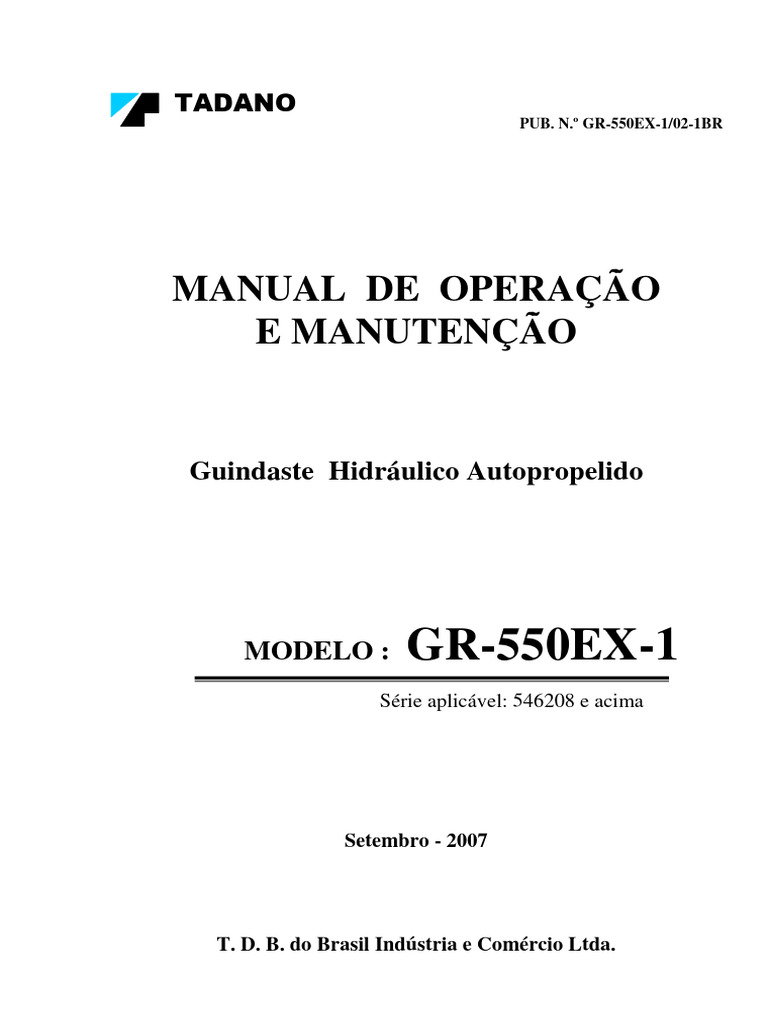 Manual de Operação e Manutenção - GR-550EX | PDF | Motores | Tração nas ...