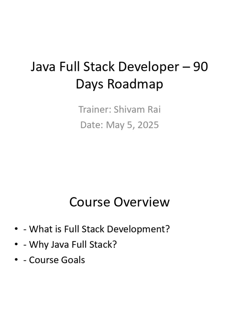 Java Full Stack Developer 90 Days Shivam Rai | PDF