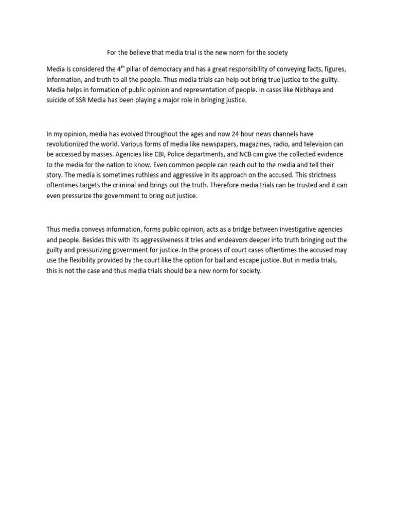 Media Trials: A New Norm for Justice | PDF