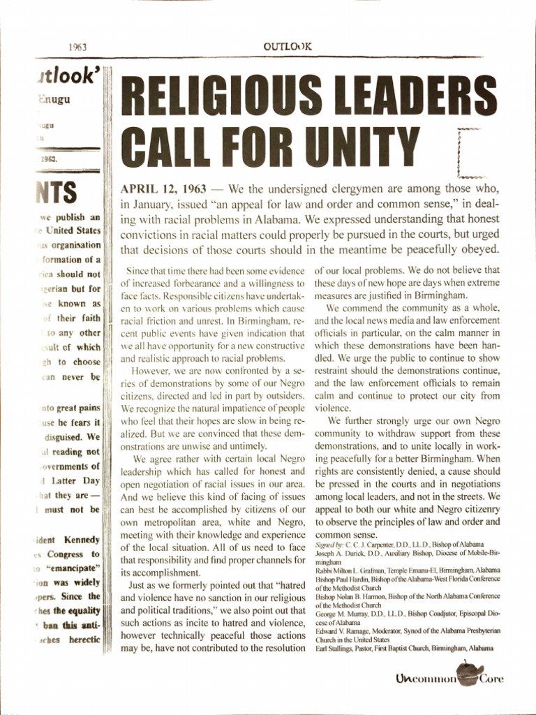 A Call For Unity | PDF