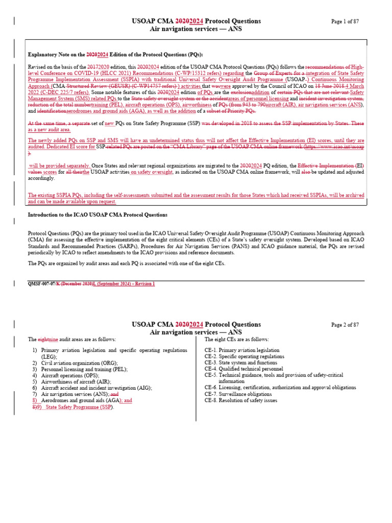 USOAP CMA 2020-2024 Protocol Questions | PDF | Instrument Flight Rules ...