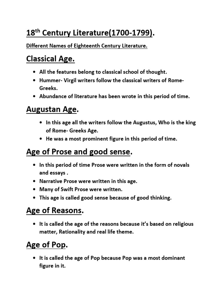 18th Century English Literature | PDF | Poetry | Romanticism