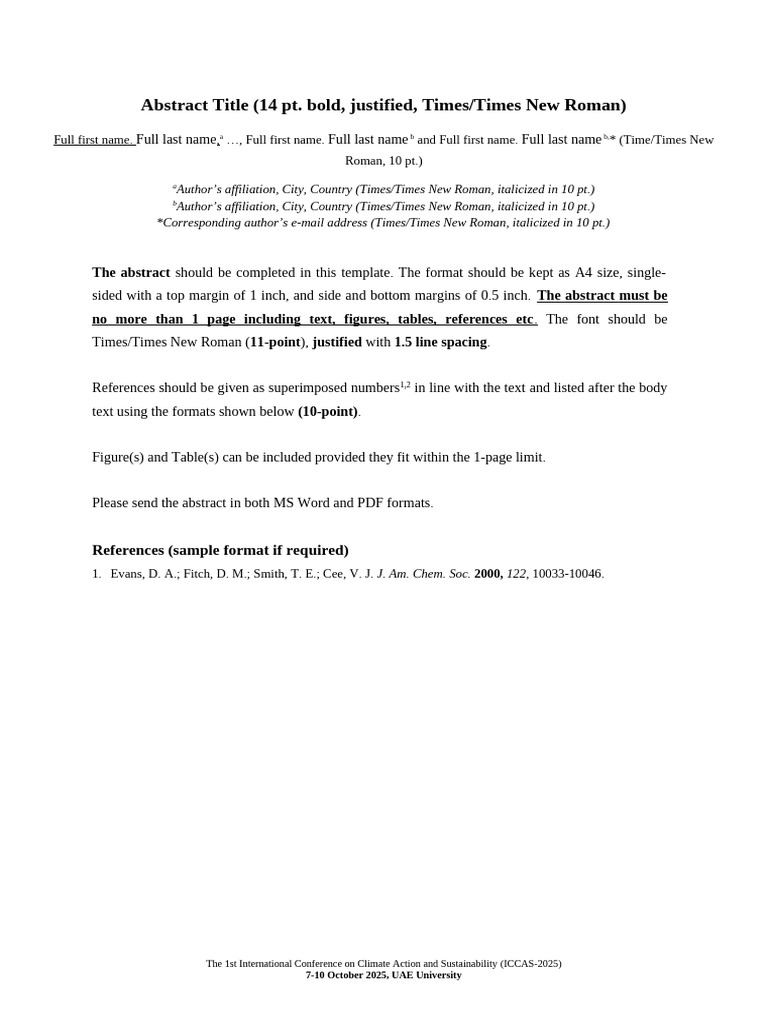 Abstract Submission Guidelines for ICCAS-2025 | PDF