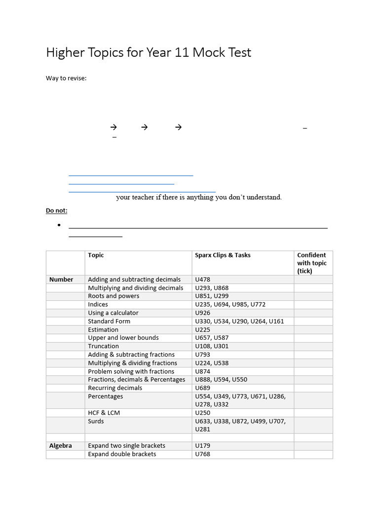 Sparx Maths Topic Codes for Revision | PDF | Quadratic Equation | Area