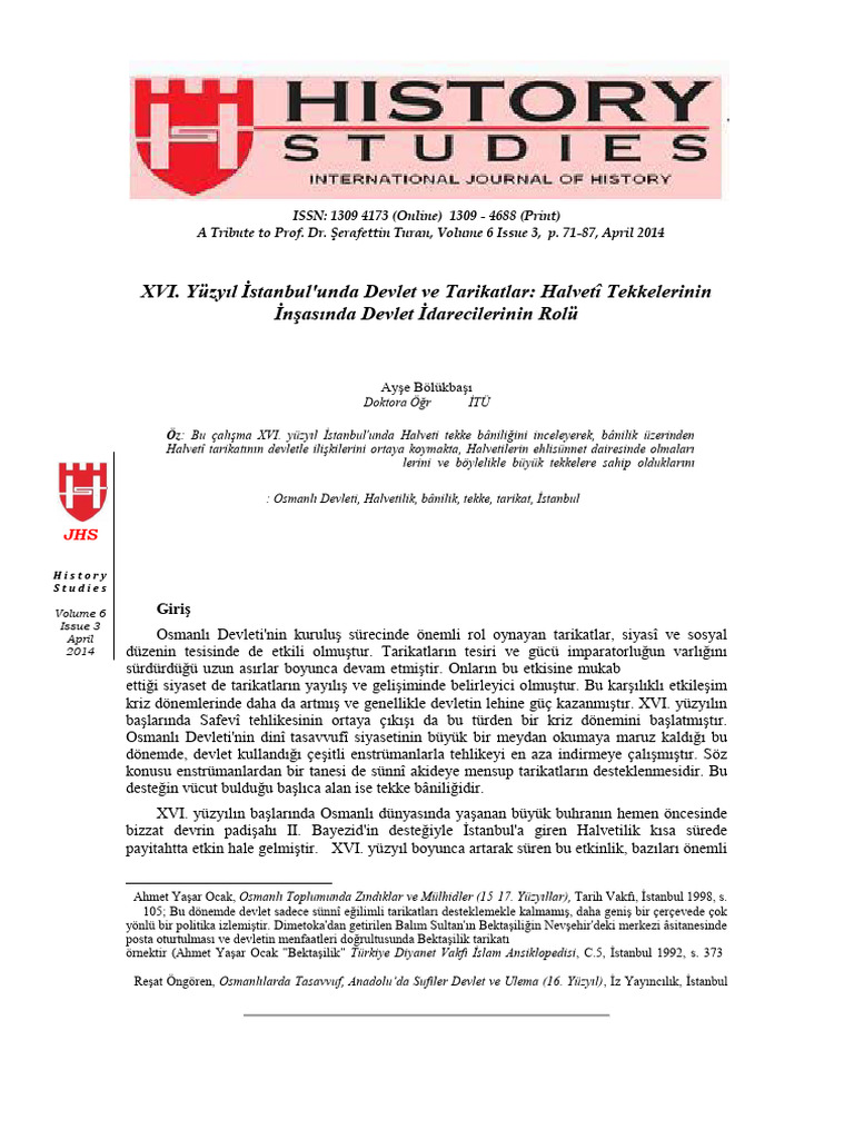 XVI. Yuzyil Istanbulunda Devlet Ve Tarik | PDF