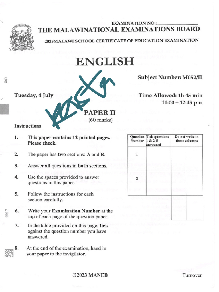 2023 Msce English PP II | PDF