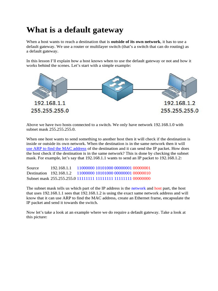 Chapter1 - What Is A Default Gateway | PDF | Computer Network | Network Switch