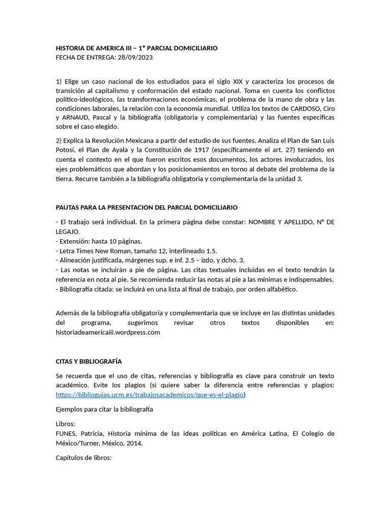 Parcial Domiciliario 2023 | PDF | Bibliografía