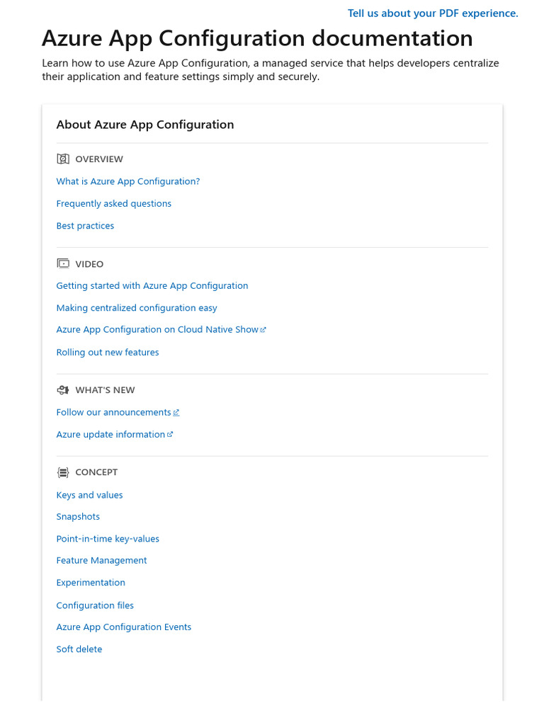 Azure Azure App Configuration | PDF | Microsoft Azure | Mobile App