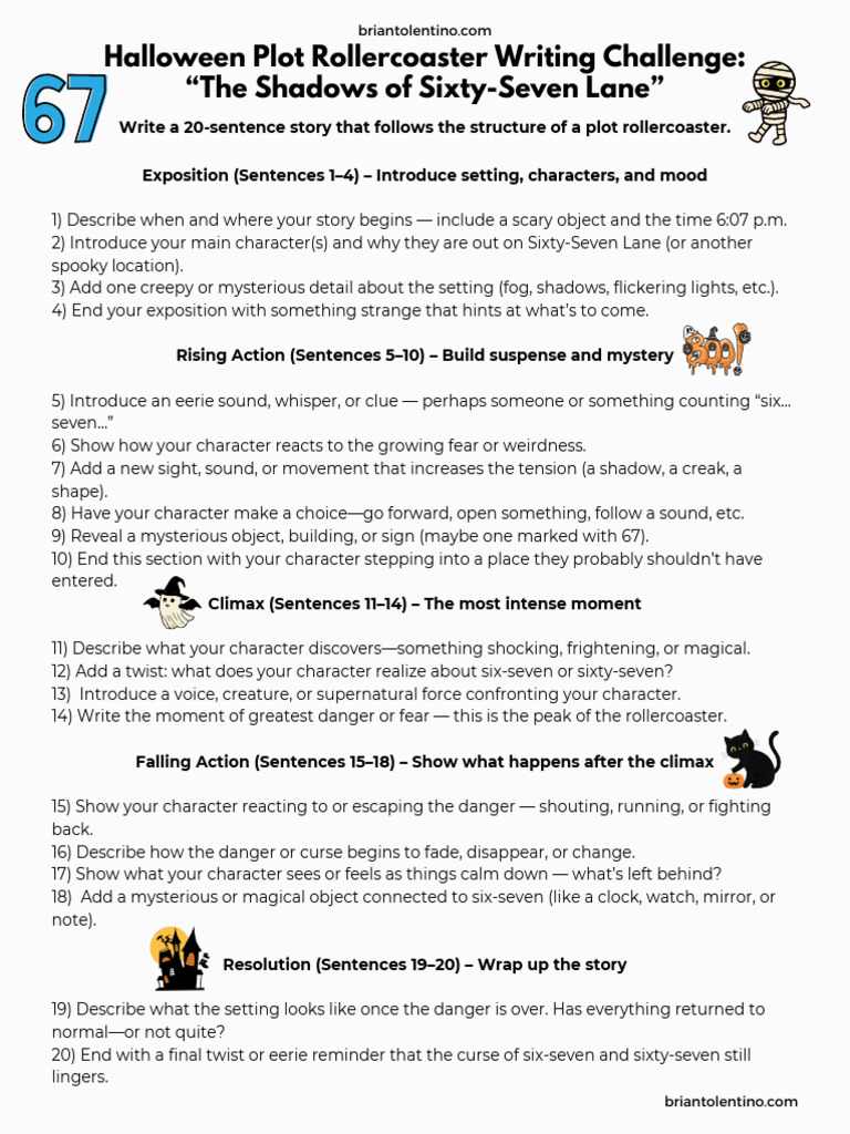 Halloween Plot Rollercoaster Writing Challenge the Shadows of Sixty ...